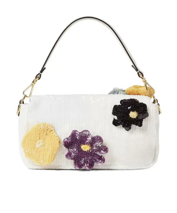 Fendi Baguette Sequinned Sunny Side Flowers Medium Shoulder Bag - Multi-color