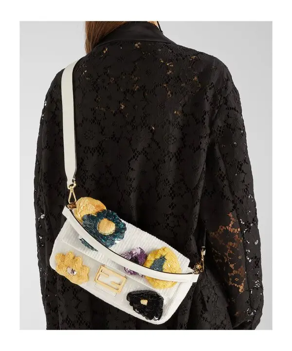 Fendi Baguette Sequinned Sunny Side Flowers Medium Shoulder Bag - Multi-color