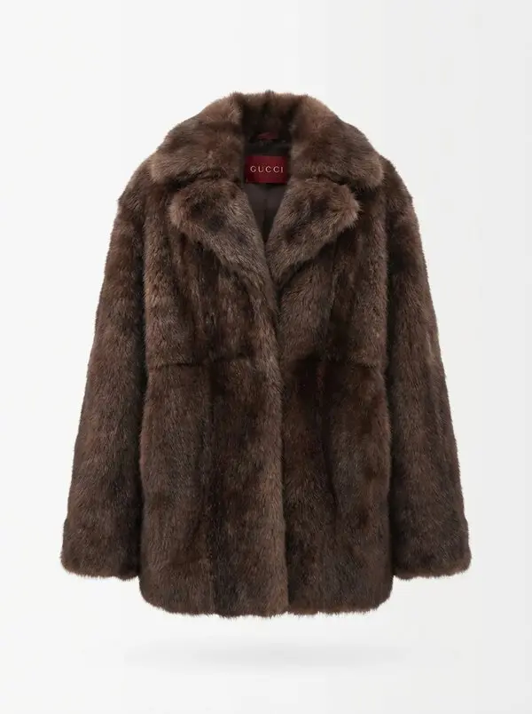 Gucci Soft Hairy Shearling Pea Coat