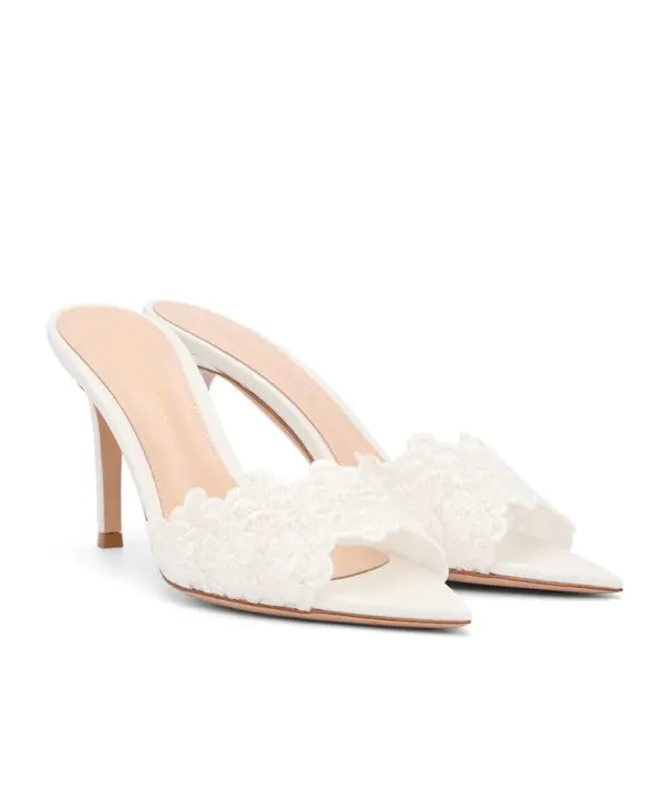 GIANVITO ROSSI Yvonne Lace Mule - White