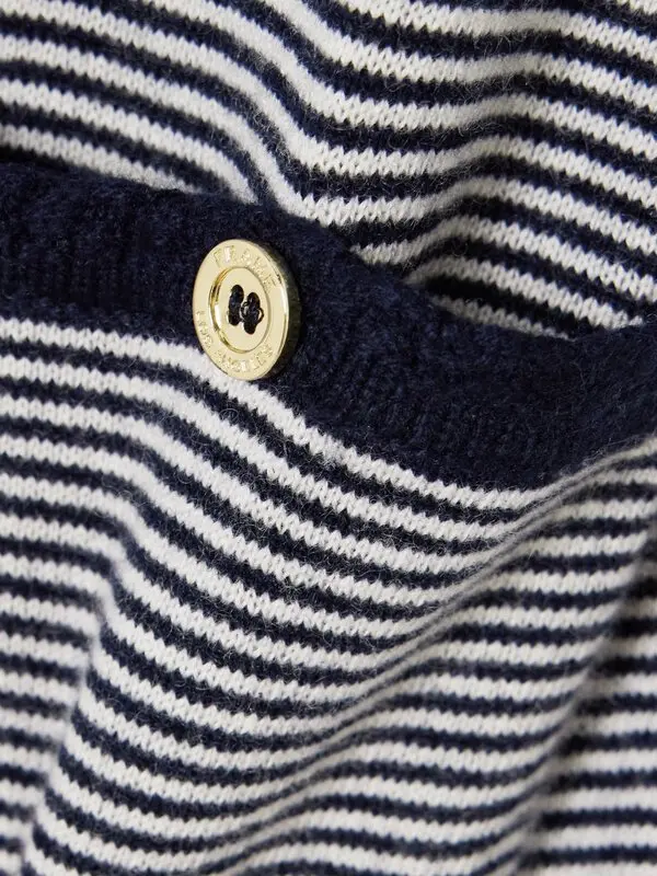 FRAME Striped Boat Neck Short Sleeve Sweater With Pockets