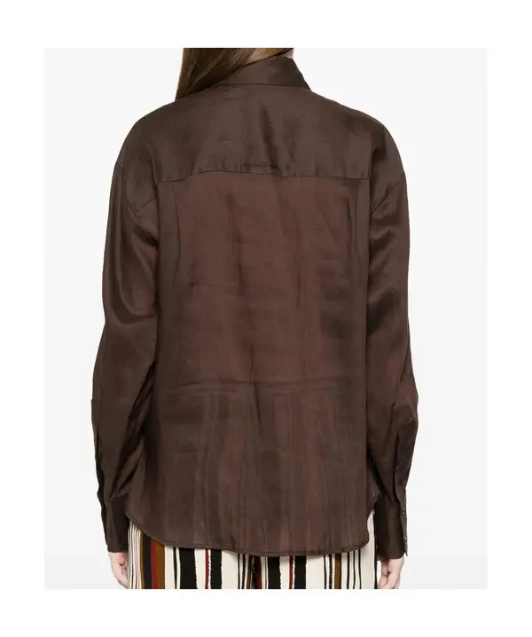ERMANNO FIRENZE Sheer Embroidered Long Sleeve Shirt