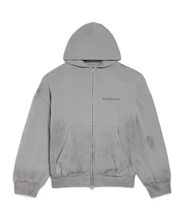 Balenciaga Faded Zip-up Hoodie - Grey