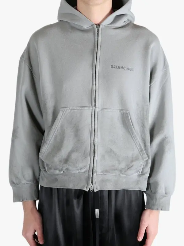 Balenciaga Faded Zip-up Hoodie - Grey