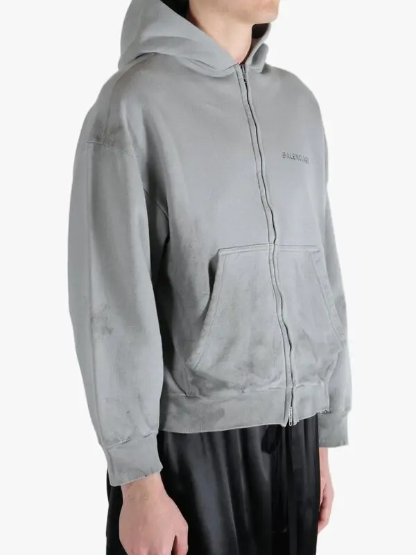 Balenciaga Faded Zip-up Hoodie - Grey