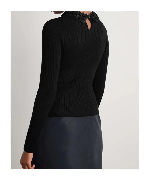 Carolina Herrera Long-sleeved Wool Sweater With Embellished Detachable Neckline