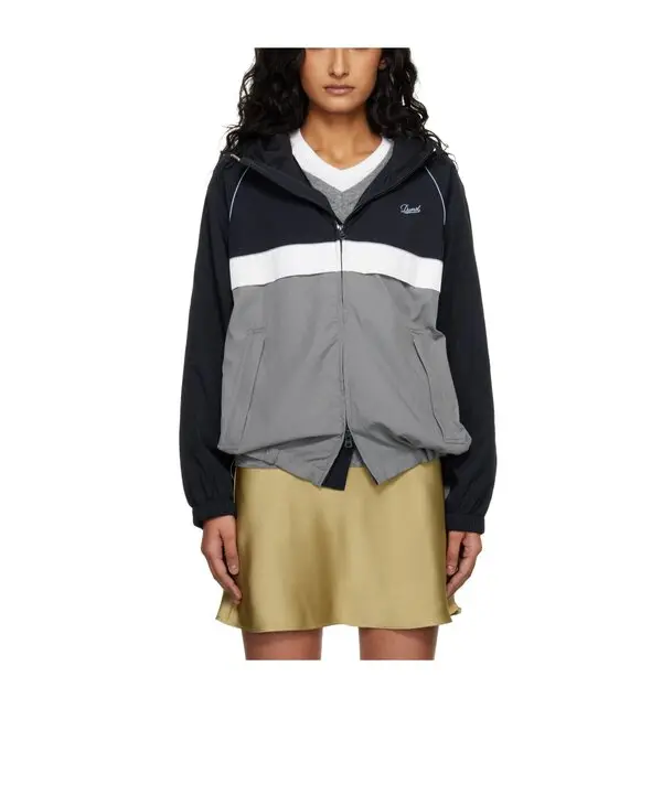 DUNST Hooded Colourblock Windbreaker - Navy Blue