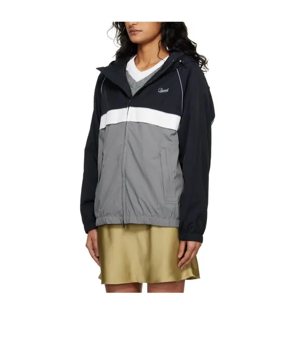 DUNST Hooded Colourblock Windbreaker - Navy Blue