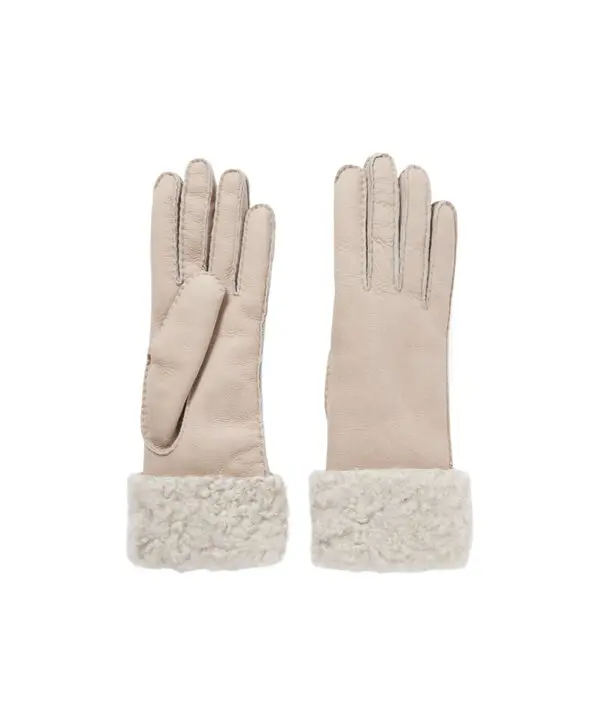 Brunello Cucinelli Sheepskin Gloves With Contrasting Cuffs - Nude