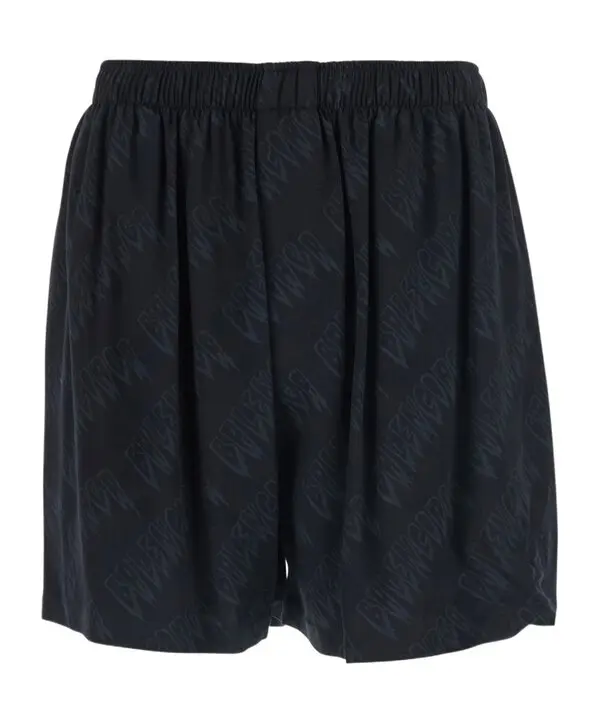 Balenciaga Logo Monogram Elastic Waist Shorts