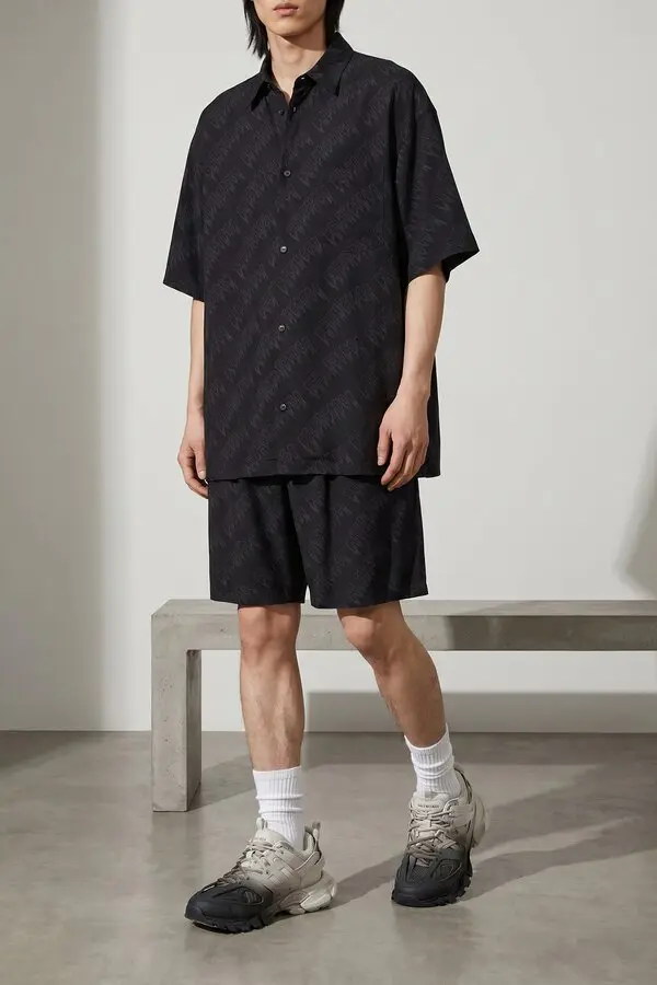 Balenciaga Logo Monogram Elastic Waist Shorts