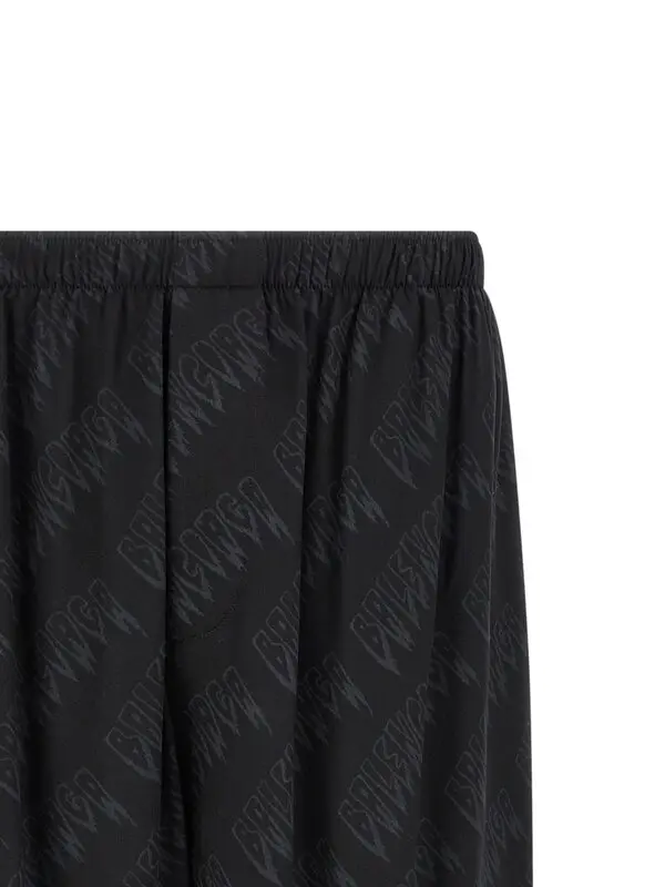 Balenciaga Logo Monogram Elastic Waist Shorts