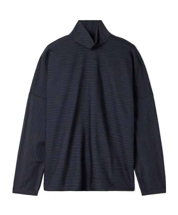 Tibi Pinstriped Wool-blend Turtleneck Top