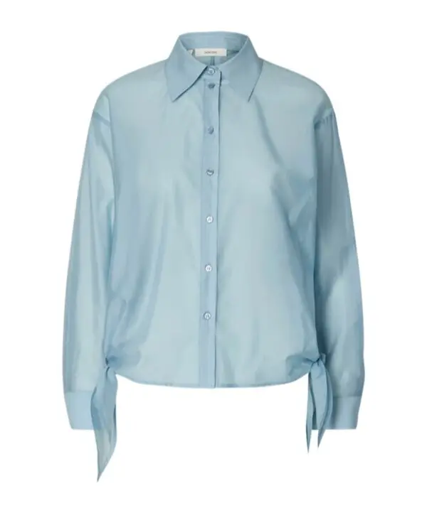 SELECTED Long Sleeve Shirt With Button Cuffs And Knotted Details - Blue