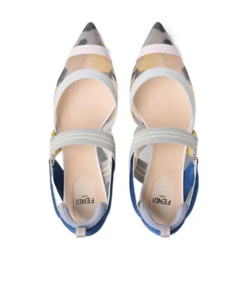 Fendi Colibrì Slingback Pumps With Elasticated Straps And Bouquet Print - Multicolor