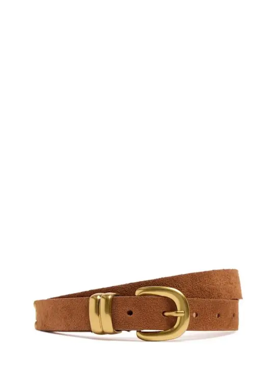 BY MALENE BIRGER Suede Belt With Gold-tone Hardware - Brown