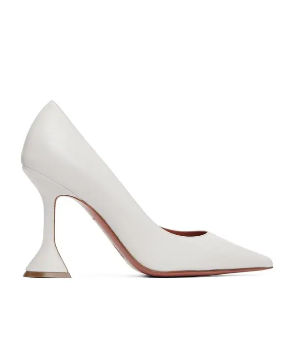 Amina Muaddi Ami 95 Pointed Toe High Heels - White