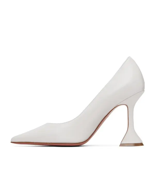 Amina Muaddi Ami 95 Pointed Toe High Heels - White
