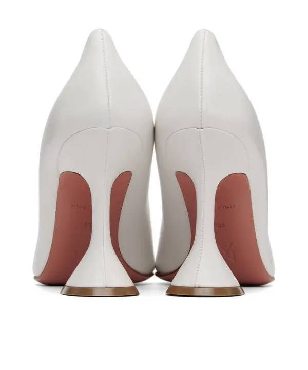 Amina Muaddi Ami 95 Pointed Toe High Heels - White