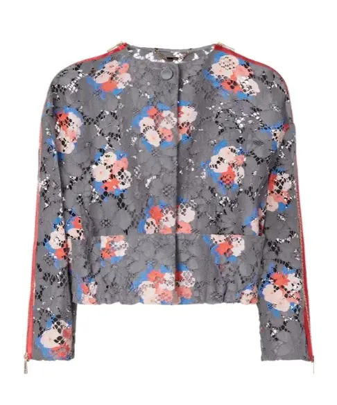 Fendi Printed Lace Short Jacket With Three-quarter Sleeves
