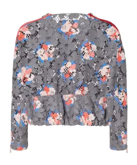 Fendi Printed Lace Short Jacket With Three-quarter Sleeves