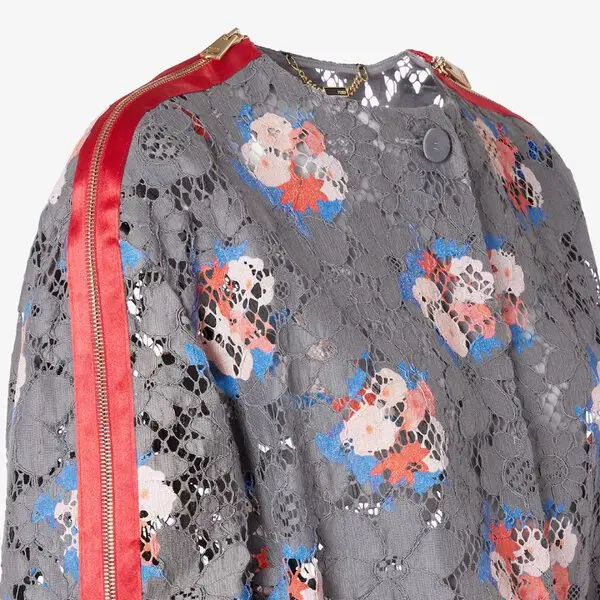 Fendi Printed Lace Short Jacket With Three-quarter Sleeves