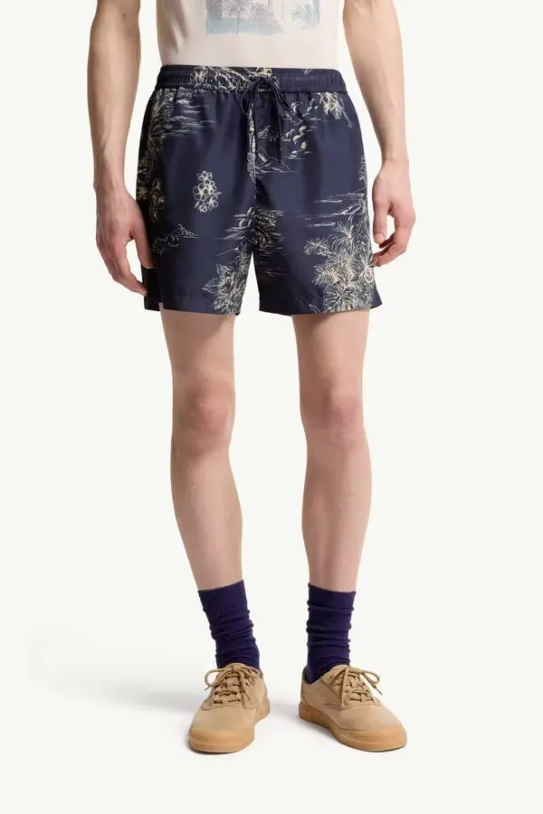 Moncler Logo Patch Drawstring Swim Shorts - Black