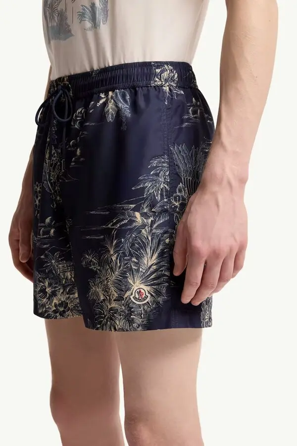 Moncler Logo Patch Drawstring Swim Shorts - Black