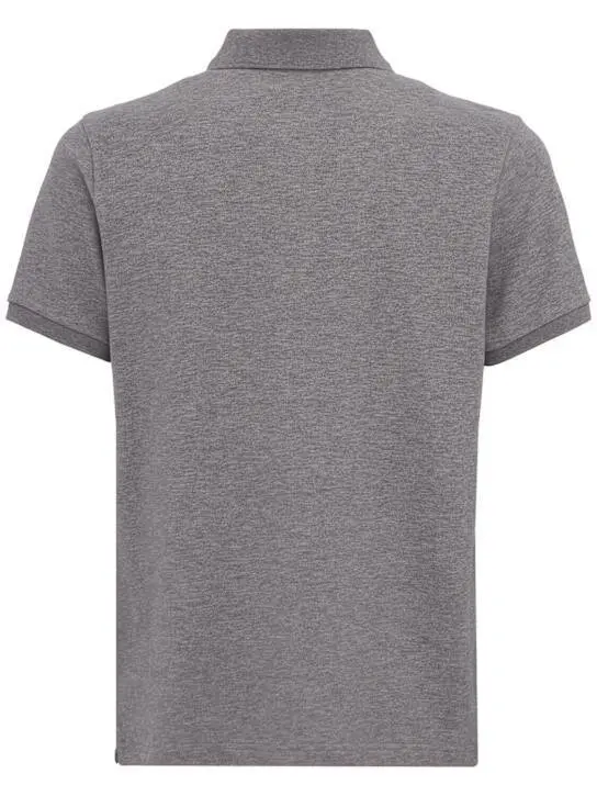 Moncler Logo Patch Cotton Polo Shirt - Gray