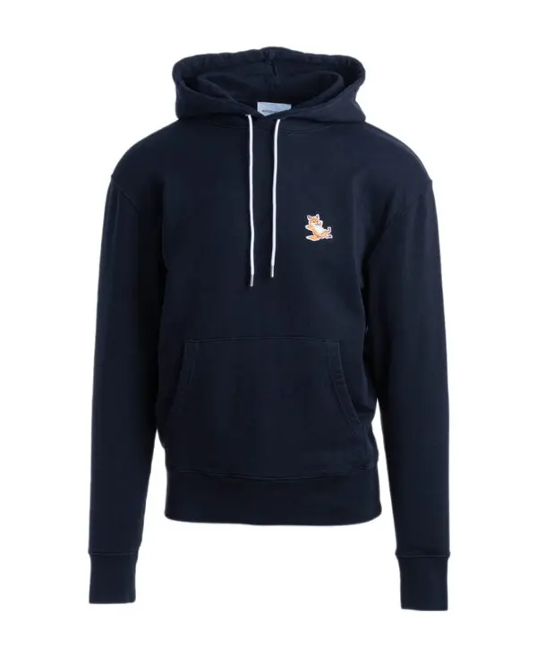 Maison Kitsuné Fox Patch Drawstring Hoodie - Black