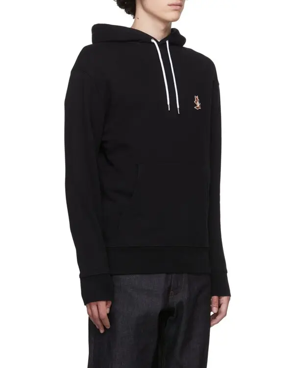 Maison Kitsuné Fox Patch Drawstring Hoodie - Black