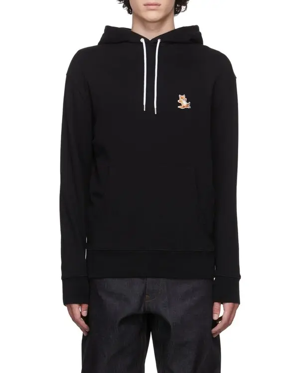 Maison Kitsuné Fox Patch Drawstring Hoodie - Black