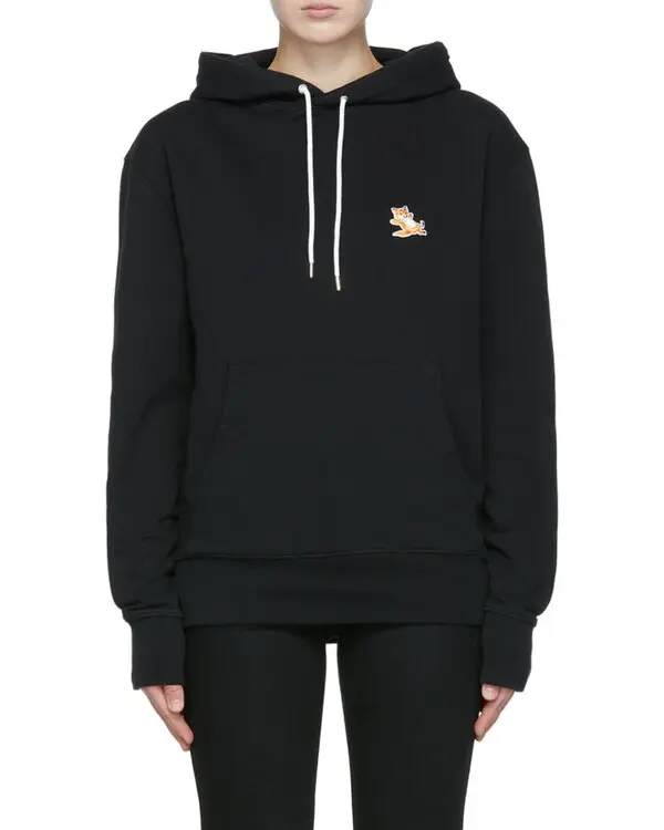Maison Kitsuné Fox Patch Drawstring Hoodie - Black