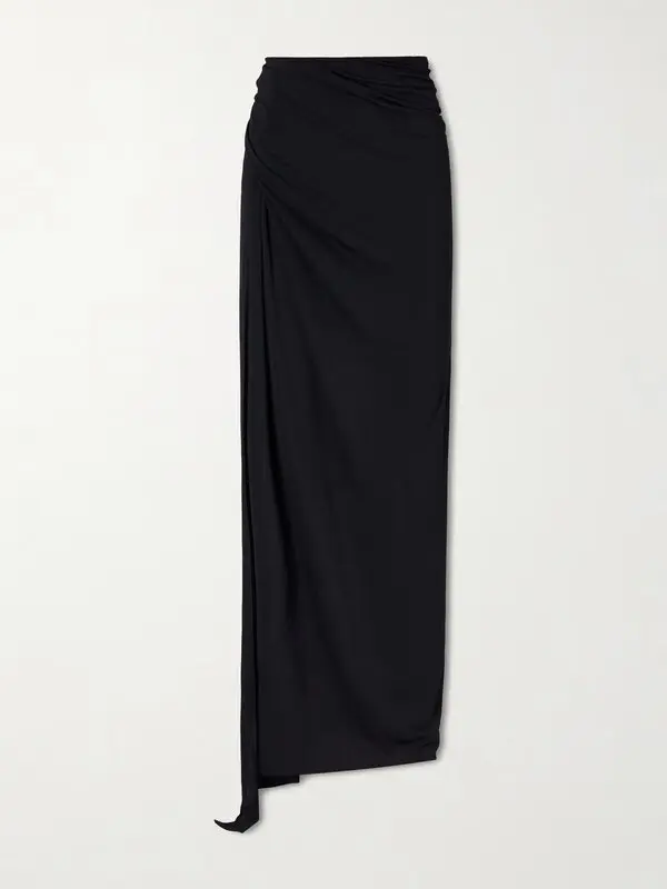 Rick Owens Draped Asymmetric Maxi Skirt - Black
