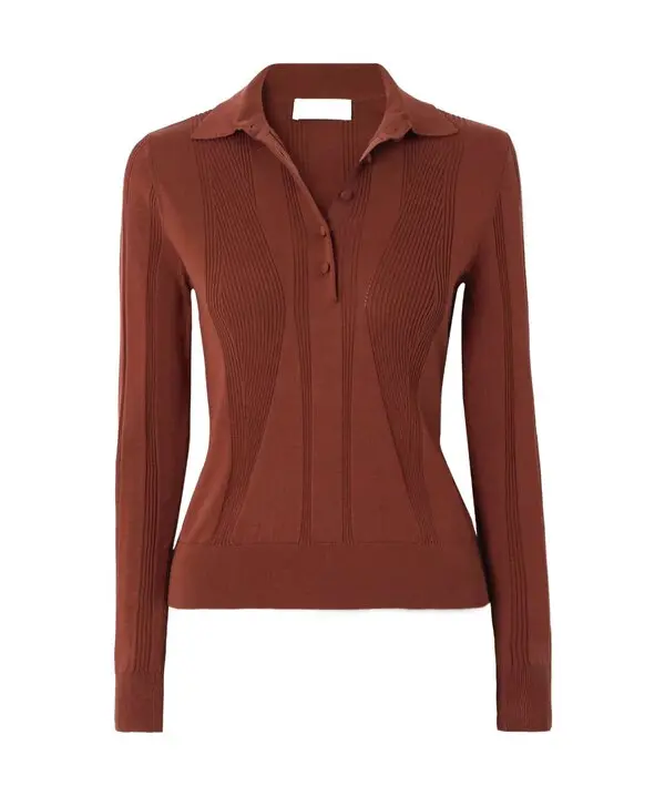 Dries Van Noten Long-sleeved Ribbed Polo Shirt