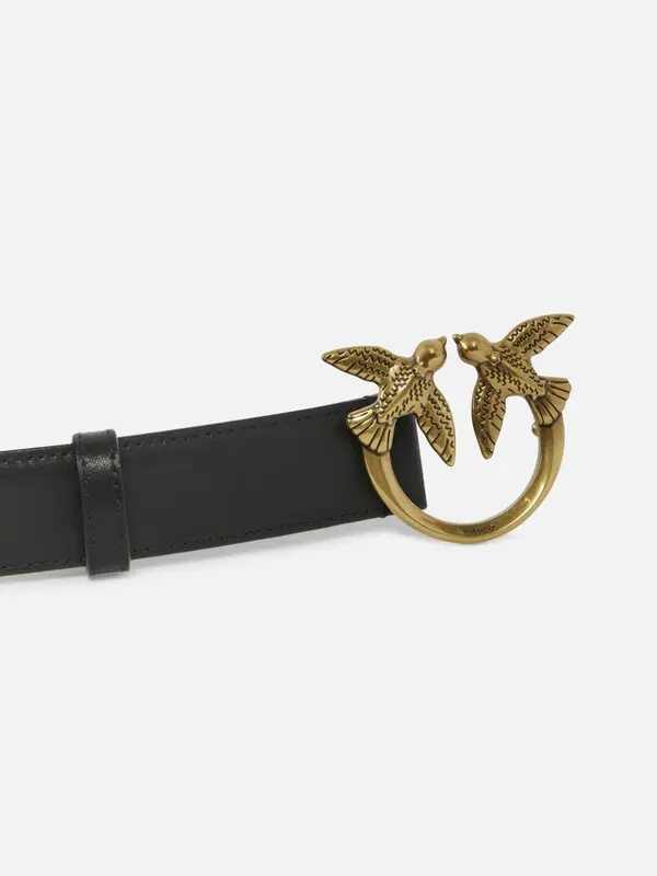 Pinko Lovebird Buckle Belt - Black
