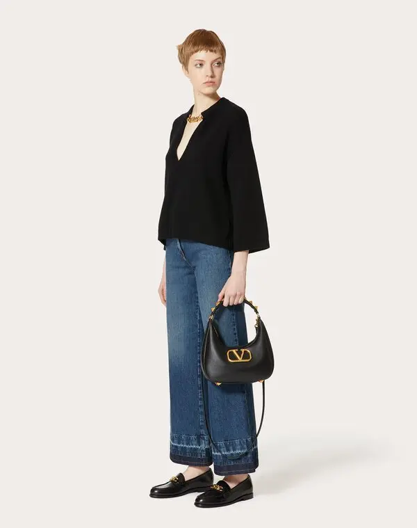 Valentino Garavani Stud Sign Hobo Shoulder Bag - Black