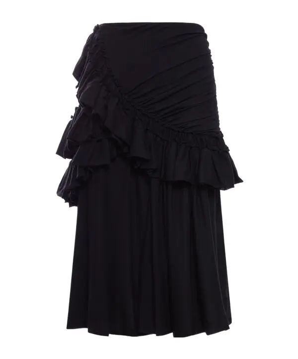 Dries Van Noten Ruffled Midi Skirt - Black