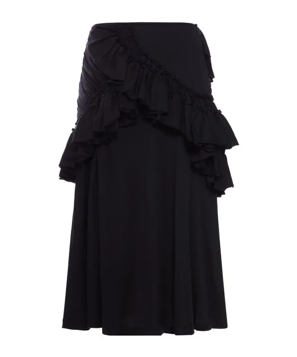 Dries Van Noten Ruffled Midi Skirt - Black