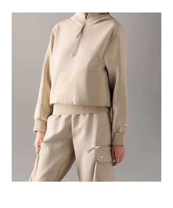 Moose Knuckles Half-zip Hoodie - Oatmeal