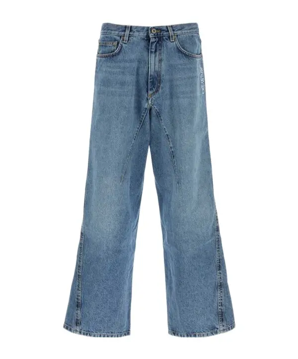 Off-White Half Arrow Twist Slouchy Jeans - Blue