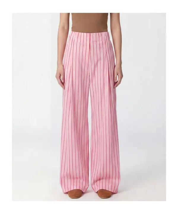 Dries Van Noten Striped Wide Leg Trousers - Pink