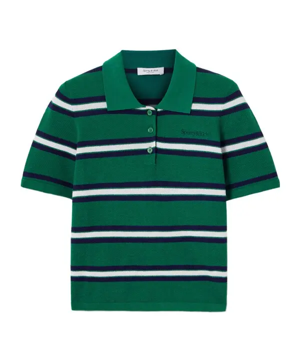 SPORTY  RICH Sporty & Rich Striped Polo Shirt - Green