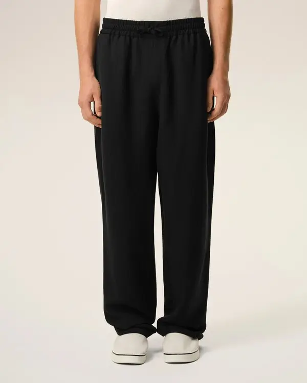 Ami Straight-leg Trousers With Drawstring Waist - Black