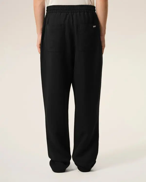 Ami Straight-leg Trousers With Drawstring Waist - Black