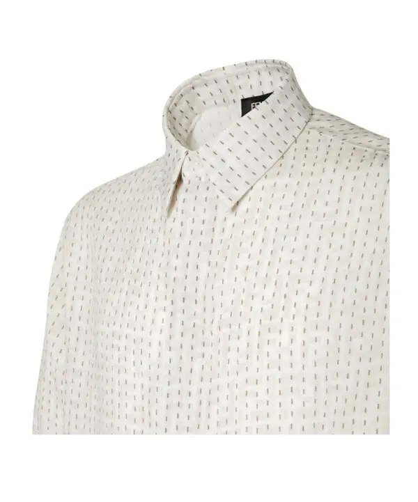 Fendi Ff-print Linen Shirt - Light Brown