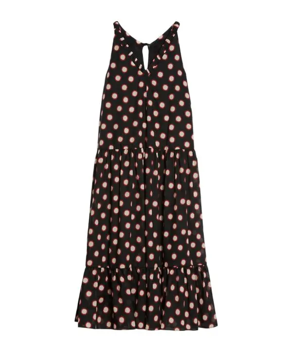 IBLUES Sleeveless Printed V-neck Dress With Keyhole Detail