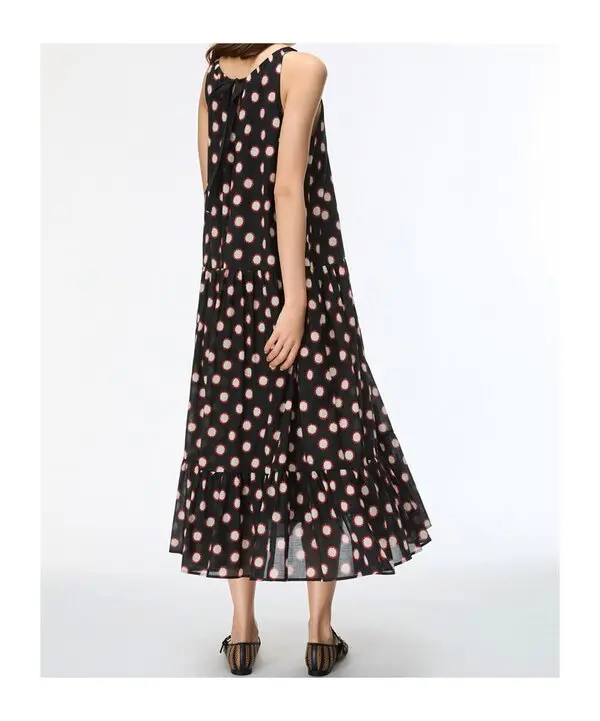 IBLUES Sleeveless Printed V-neck Dress With Keyhole Detail