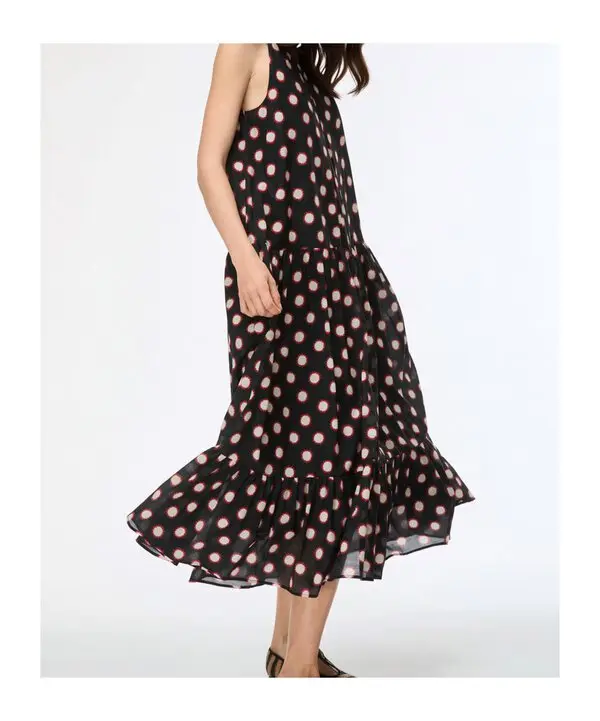 IBLUES Sleeveless Printed V-neck Dress With Keyhole Detail