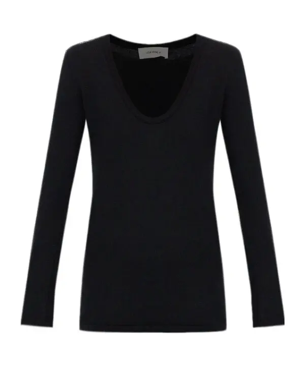 LISA YANG Amalea Scoop-neck Long Sleeve Top - Black